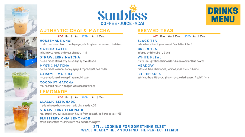 All Menu – Sunbliss Cafe USA