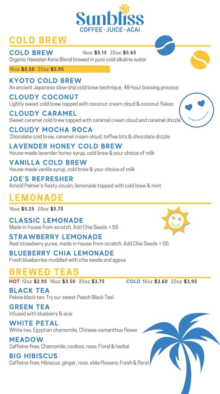 Drinks Menu – Sunbliss Cafe USA